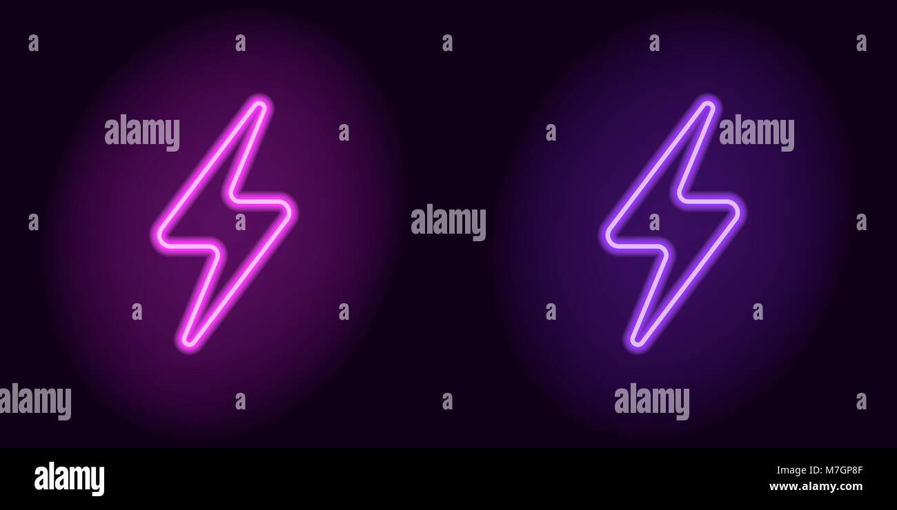 Purple and violet neon electric sign. Vector illustration of neon ...