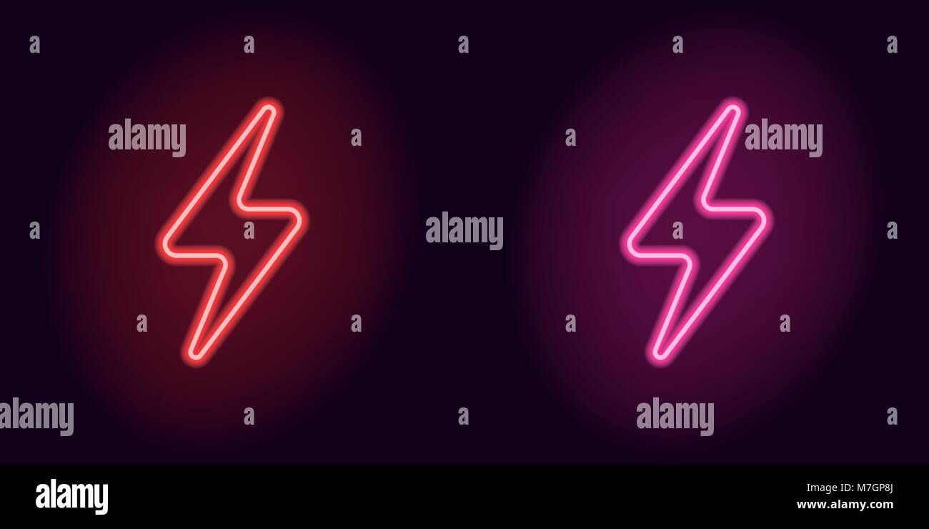 Red and pink neon electric sign. Vector illustration of neon charge ...