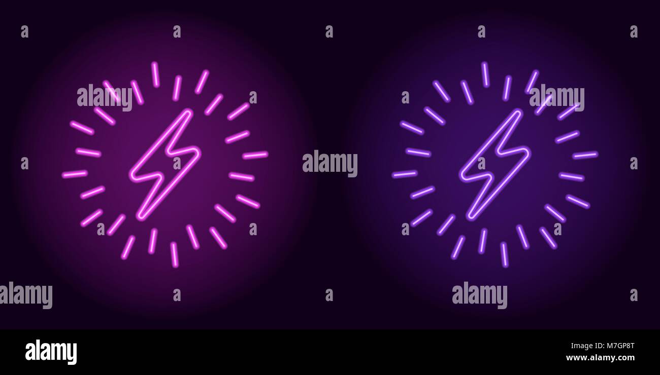 Purple and violet neon electric sign. Vector illustration of neon ...