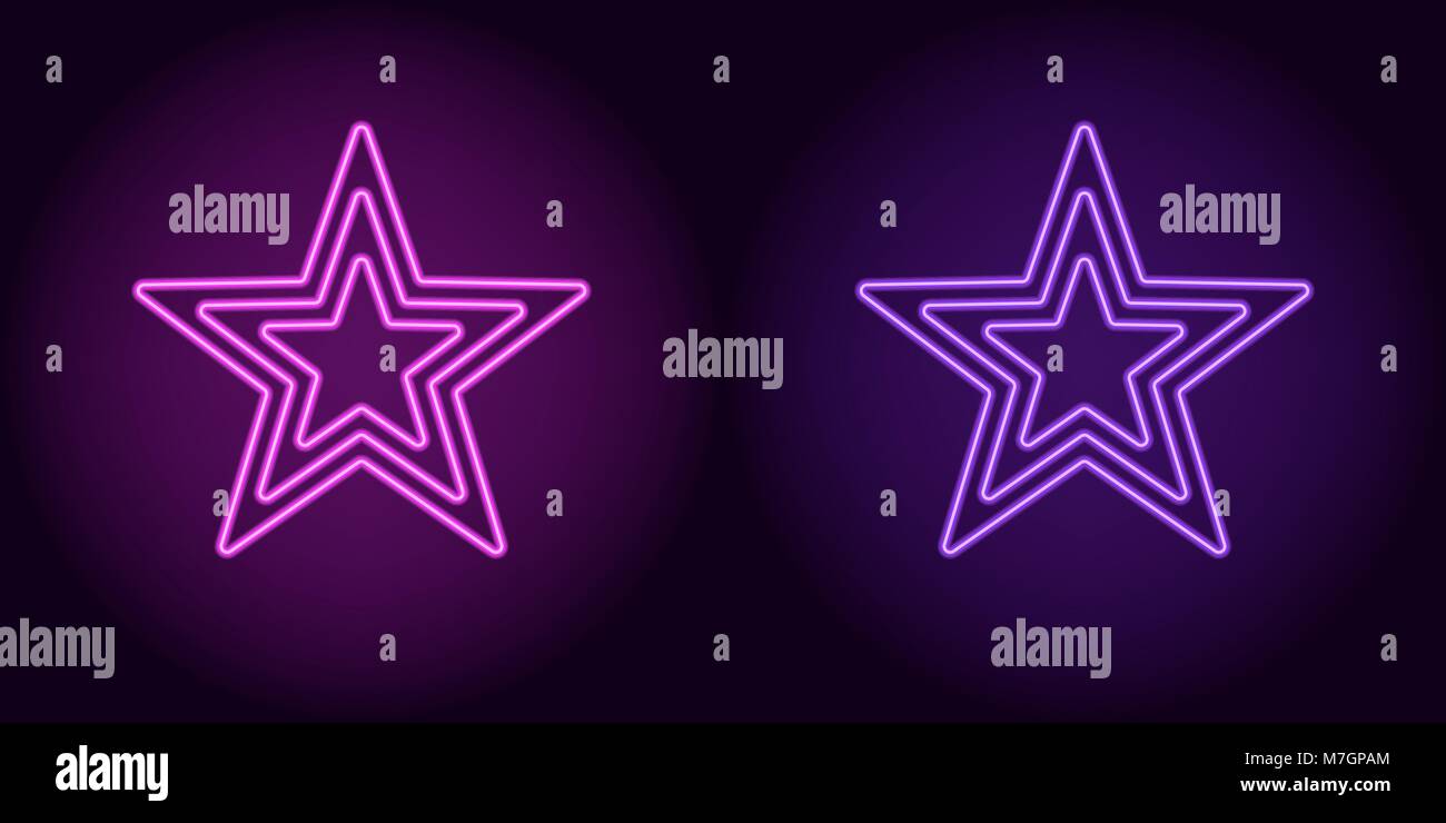 Neon purple and violet star. Vector illustration of neon star ...