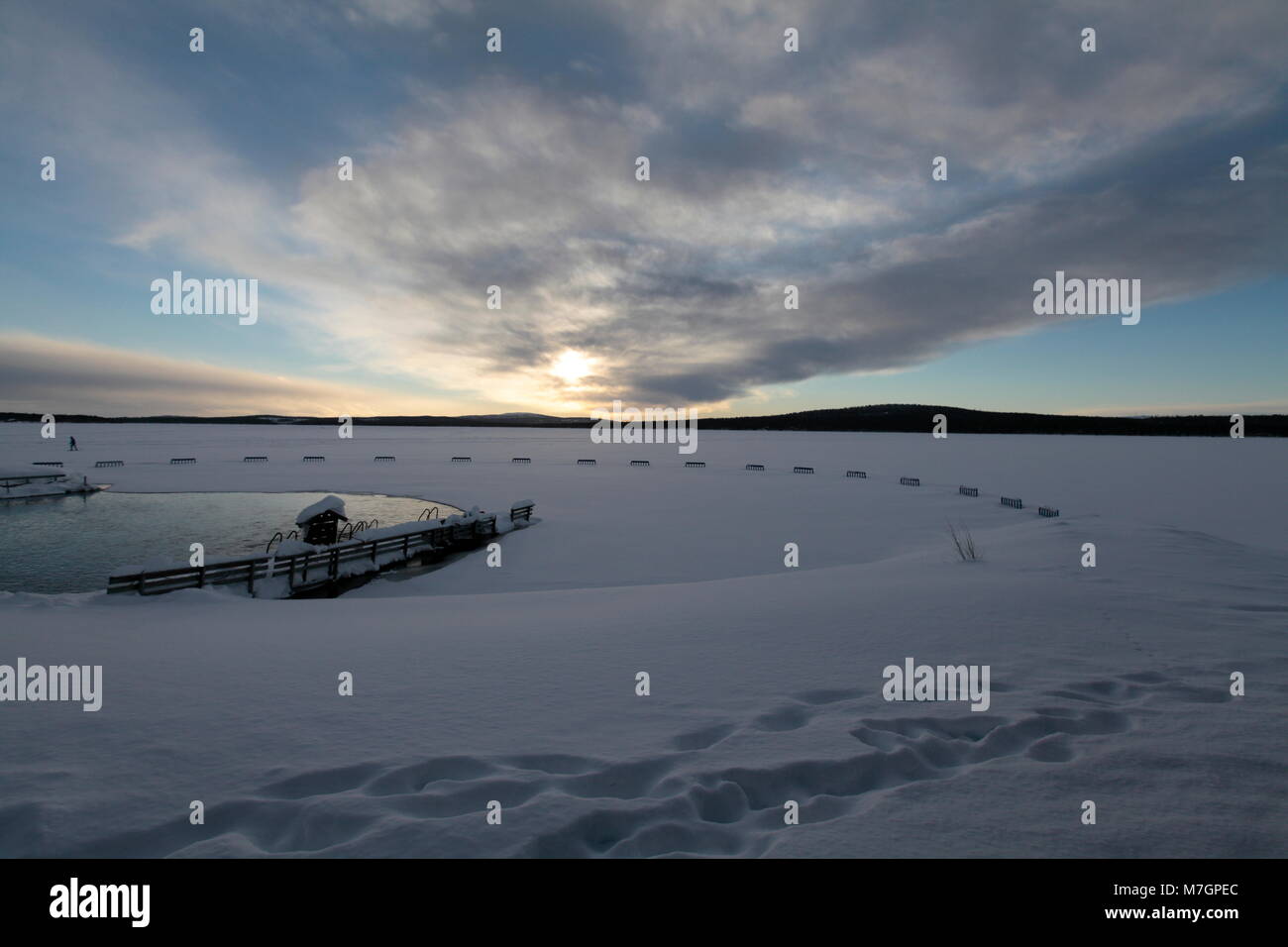 Frozen lake, Lapland, Finland Stock Photo - Alamy