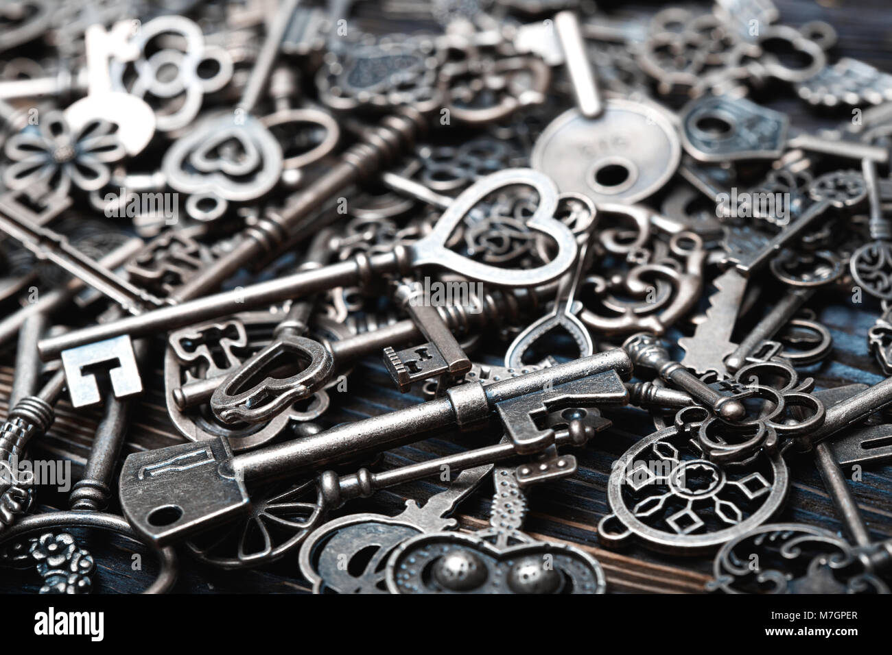 Full frame photo of the various antique keys Stock Photo - Alamy
