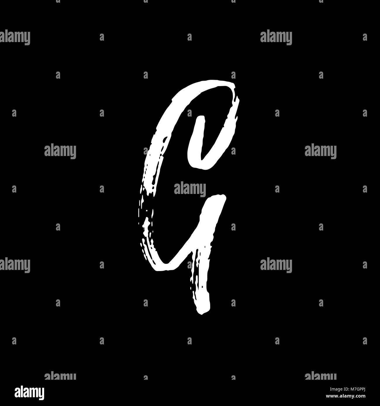 Letter G. Handwritten by dry brush. Rough strokes textured font. Vector ...