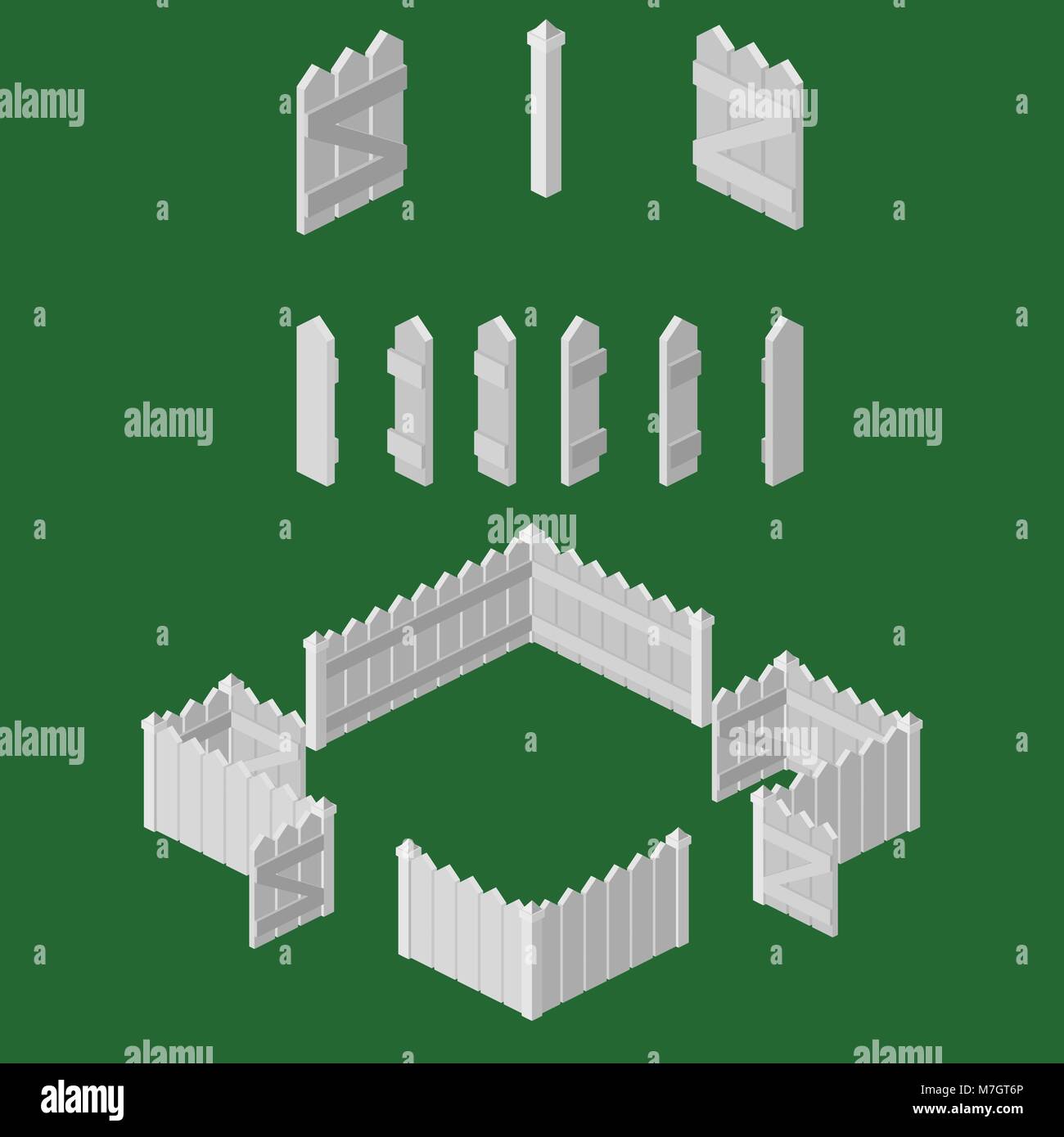 Isometric 2:1 picket fence building kit Stock Vector Image & Art - Alamy