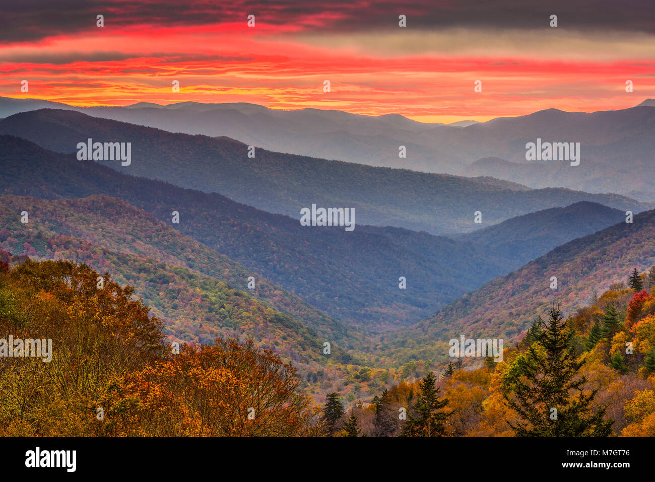 Smoky Mountains National Park, Tennessee, USA autumn landscape Stock ...