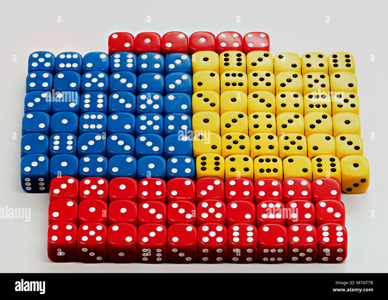 Collection of square dice with numbers and different colors Stock Photo ...