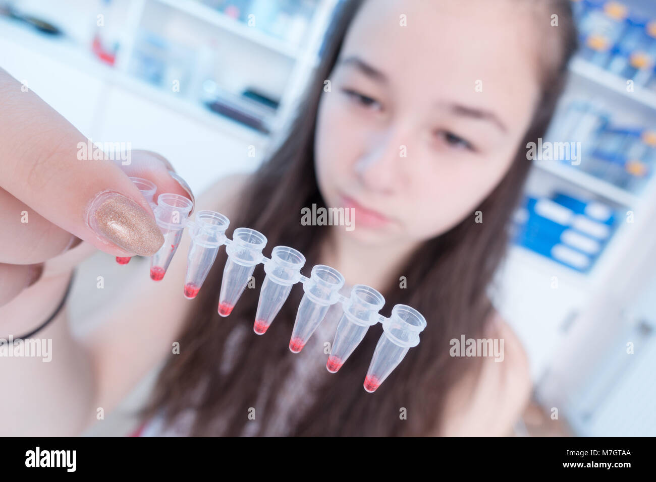 Young woman with PCR props in genetics laboratory Stock Photo - Alamy