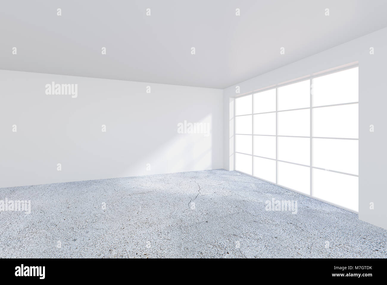 Bright office with large windows. 3d rendering Stock Photo - Alamy
