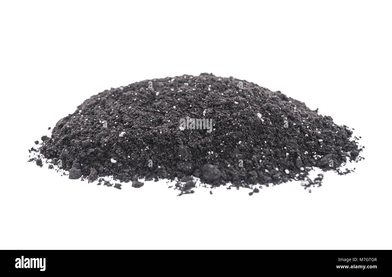 Heap of fertile earth isolated on white background Stock Photo - Alamy