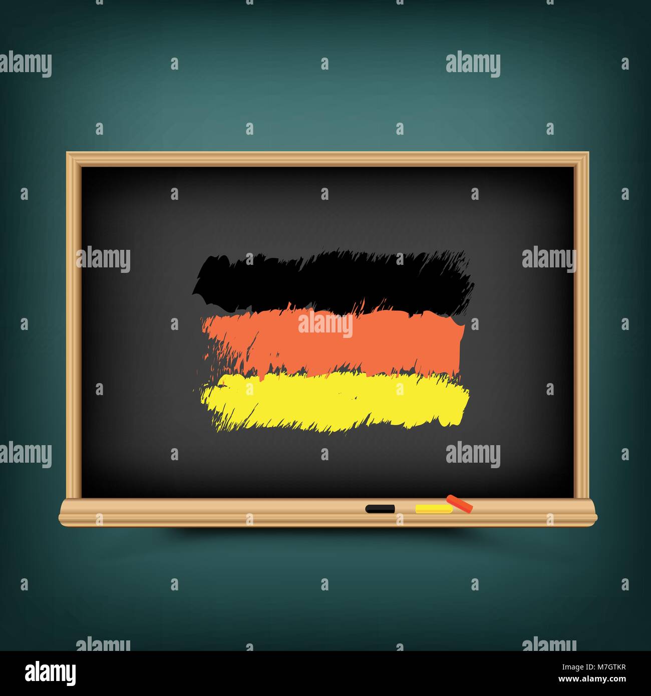 Germany national flag draw on school education blackboard. Great 8 ...
