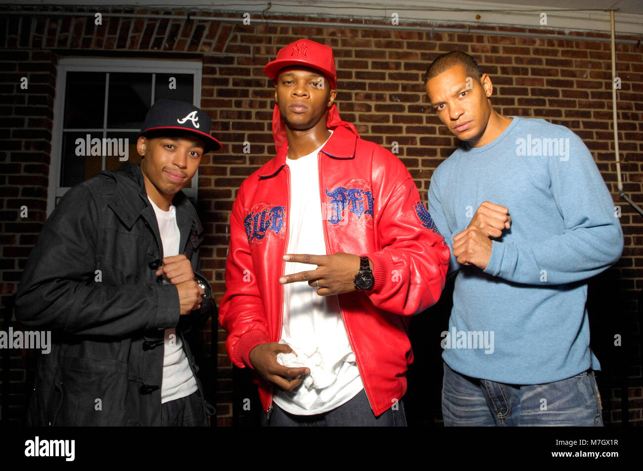 (L-R) Rappers Cory Gunz, Papoose and Peter Gunz backstage portrait at ...