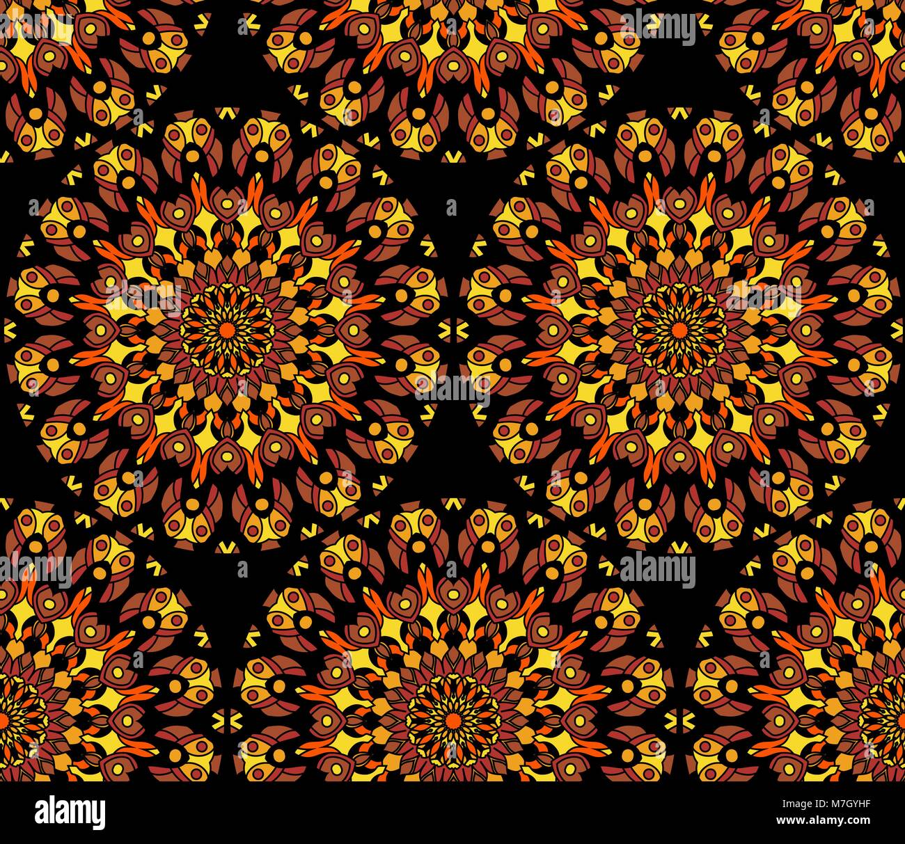 Seamless repeating pattern of mandalas Stock Vector Image & Art - Alamy