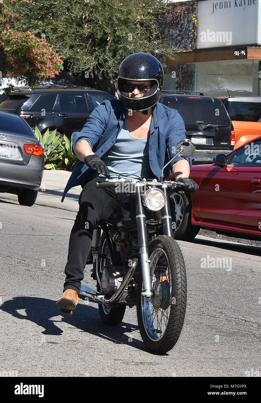 Cody Simpson takes his motorcycle for a ride Featuring: Cody Simpson ...