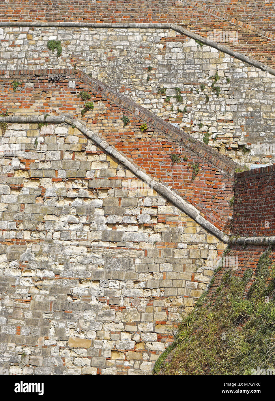 Bricks and stone walls at medieval castle Stock Photo - Alamy