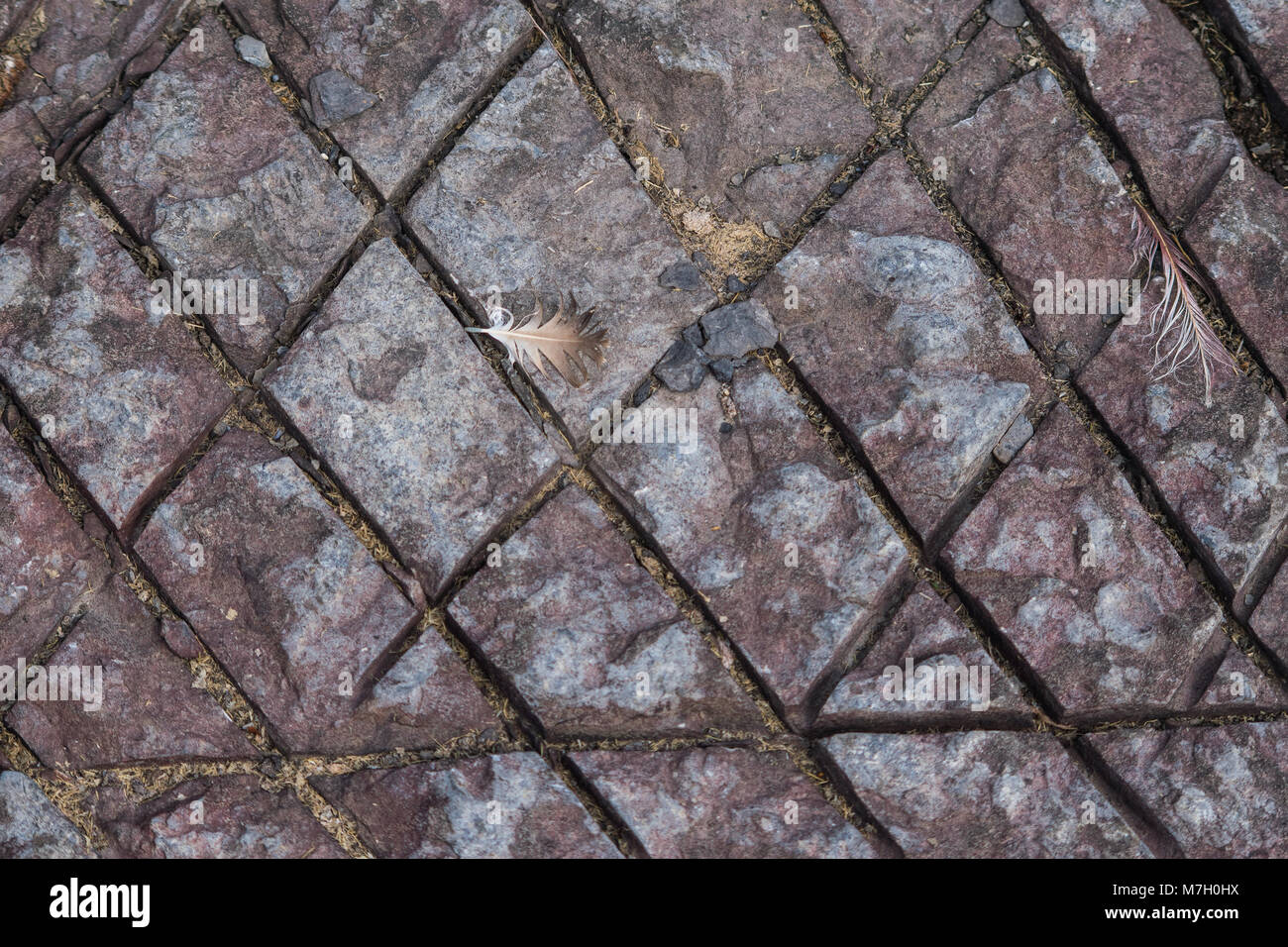 A triangle pattern carved into shale stone along the shore of the ...