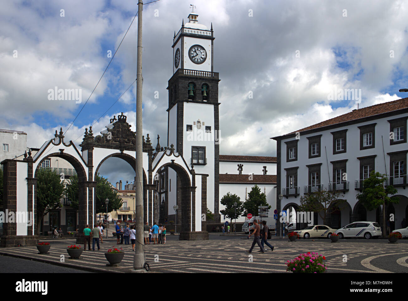 The tree arches, Gates to the City, and the tower of Church of St ...
