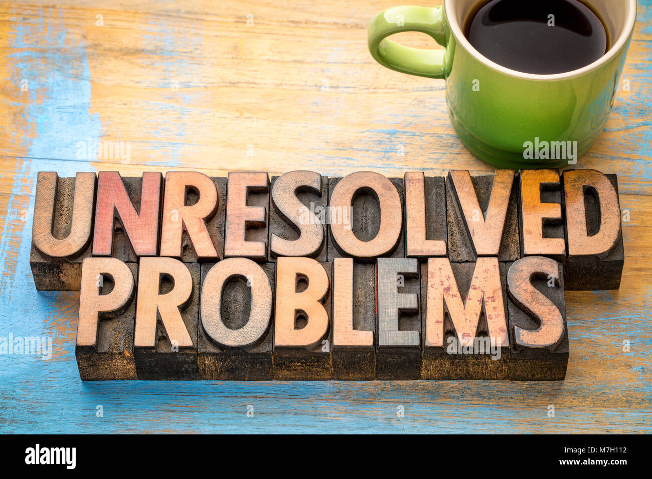 unresolved problems - word abstract in vintage letterpress printing ... unresolved problems - word abstract in vintage letterpress printing ...