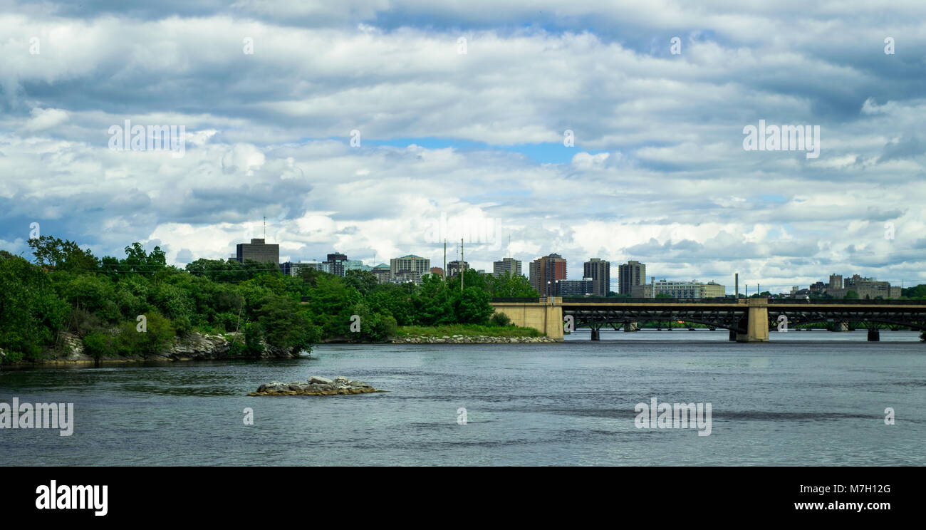 View of downtown Hull skyline seen from across the river in Ottawa ...