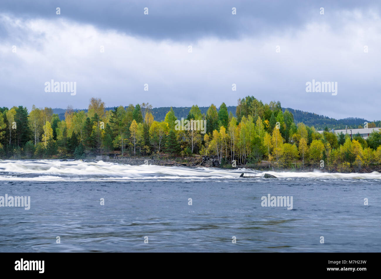 Fennefoss- waterfall on Otra river in Evje, central Norway Stock Photo ...
