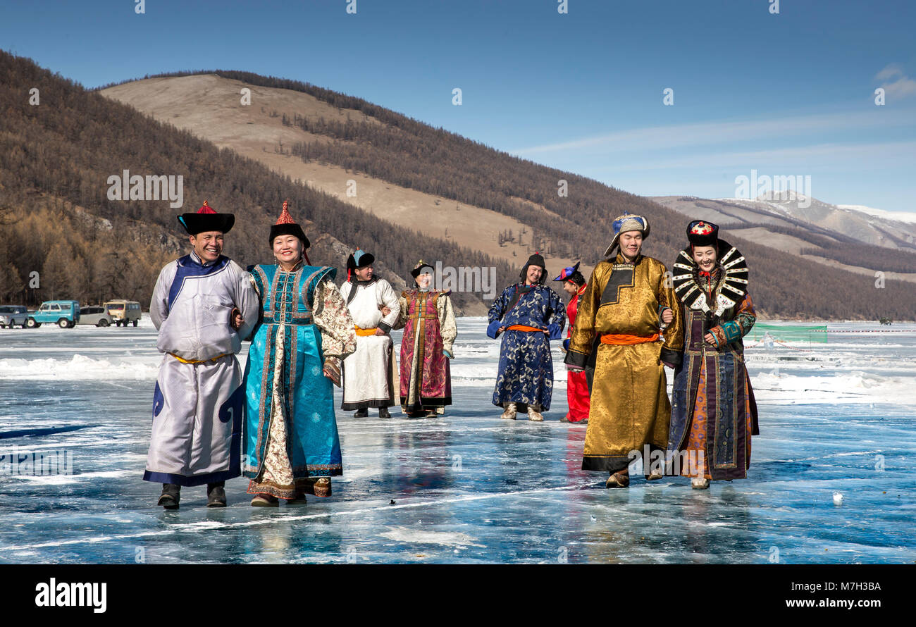 Mongolian couple in traditional costume hi-res stock photography and ...