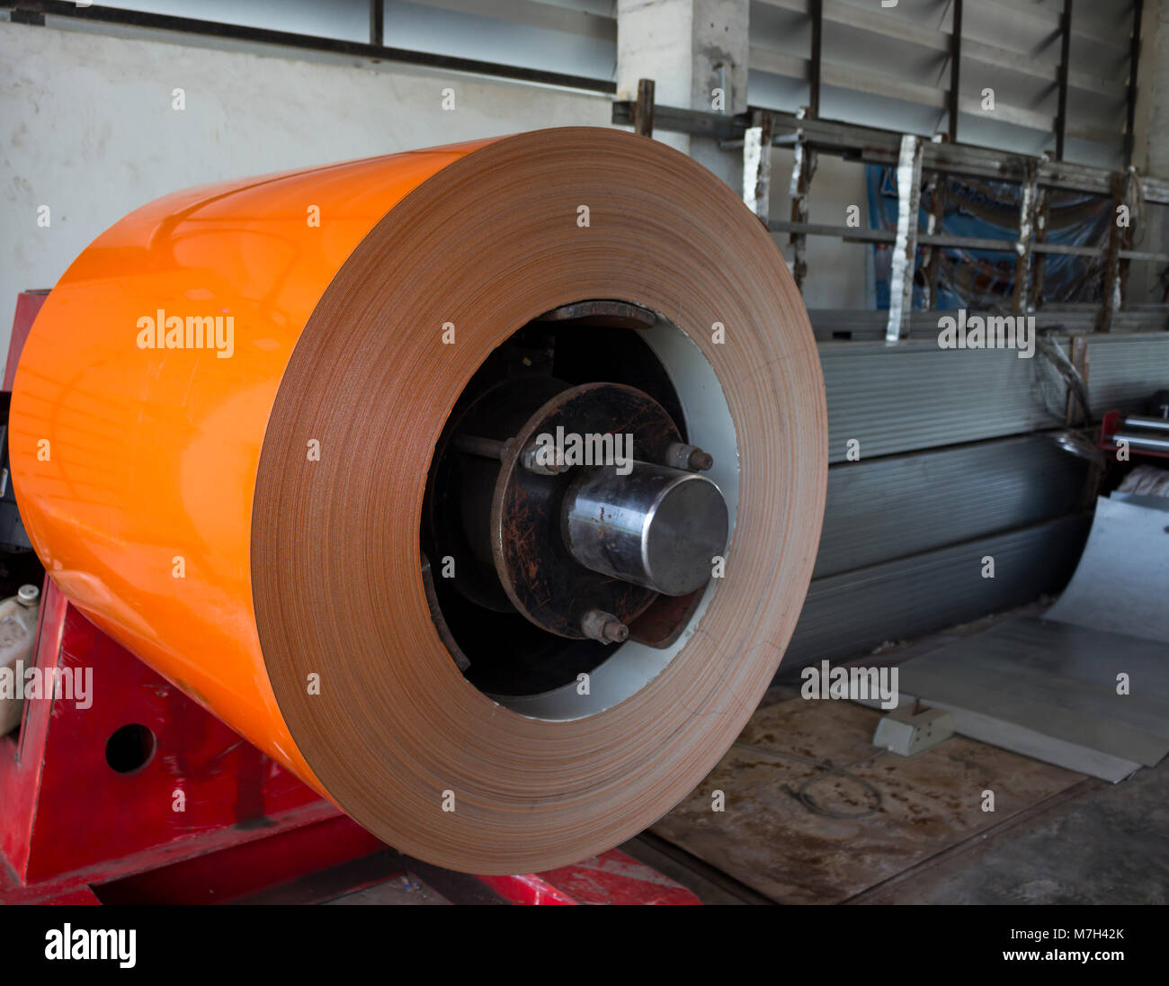 a roll of coil steel in metal sheet factory Stock Photo - Alamy