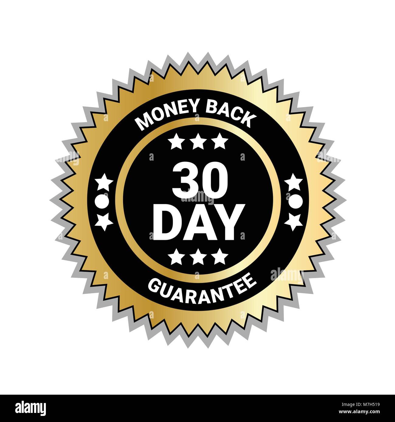 Money Back In 30 Days Guarantee Seal Golden Medal Isolated Stock Vector ...