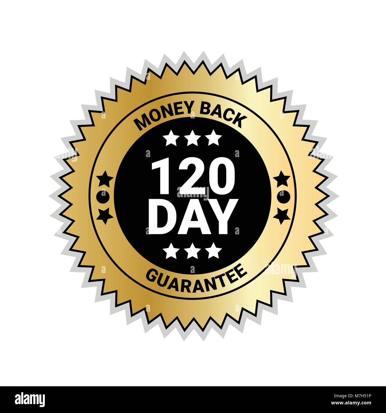 Money Back In 120 Days Guarantee Sticker Golden Medal Isolated Stock ...