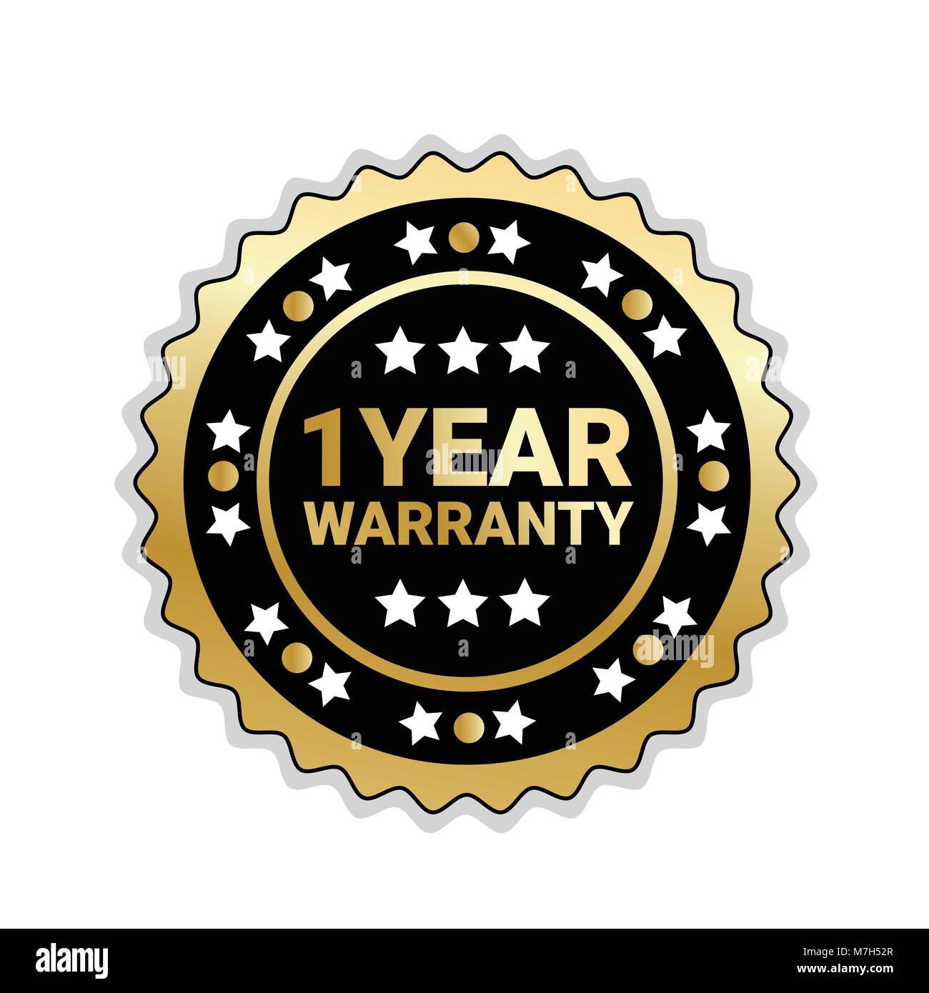 Golden Seal 1 Year Warranty Sign Isolated Badge Icon Stock Vector Image ...
