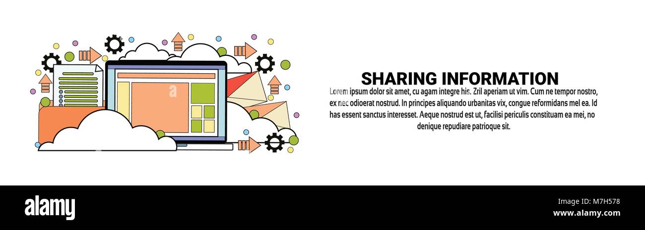 Sharing Information Technology Concept Horizontal Web Banner With Copy ...