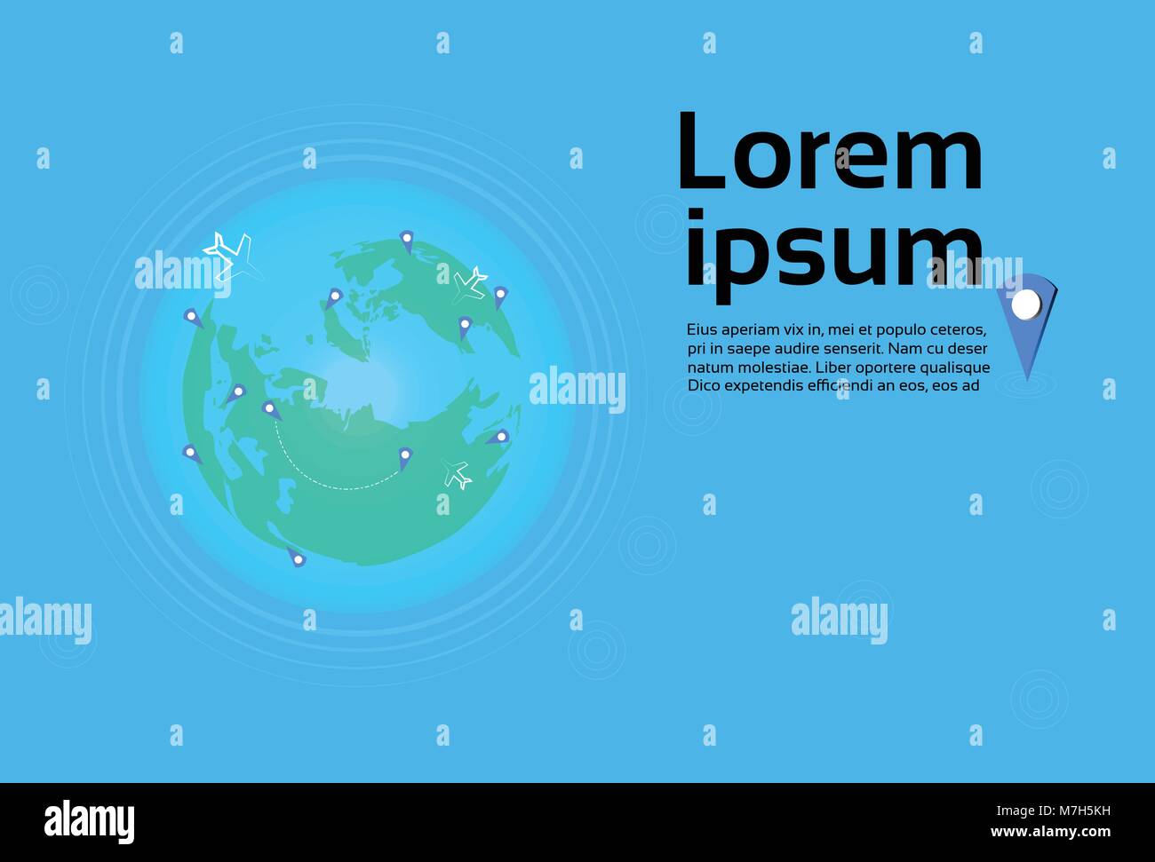 Planes Flying Over World Map With Pointers Travel Destinations Concept ...