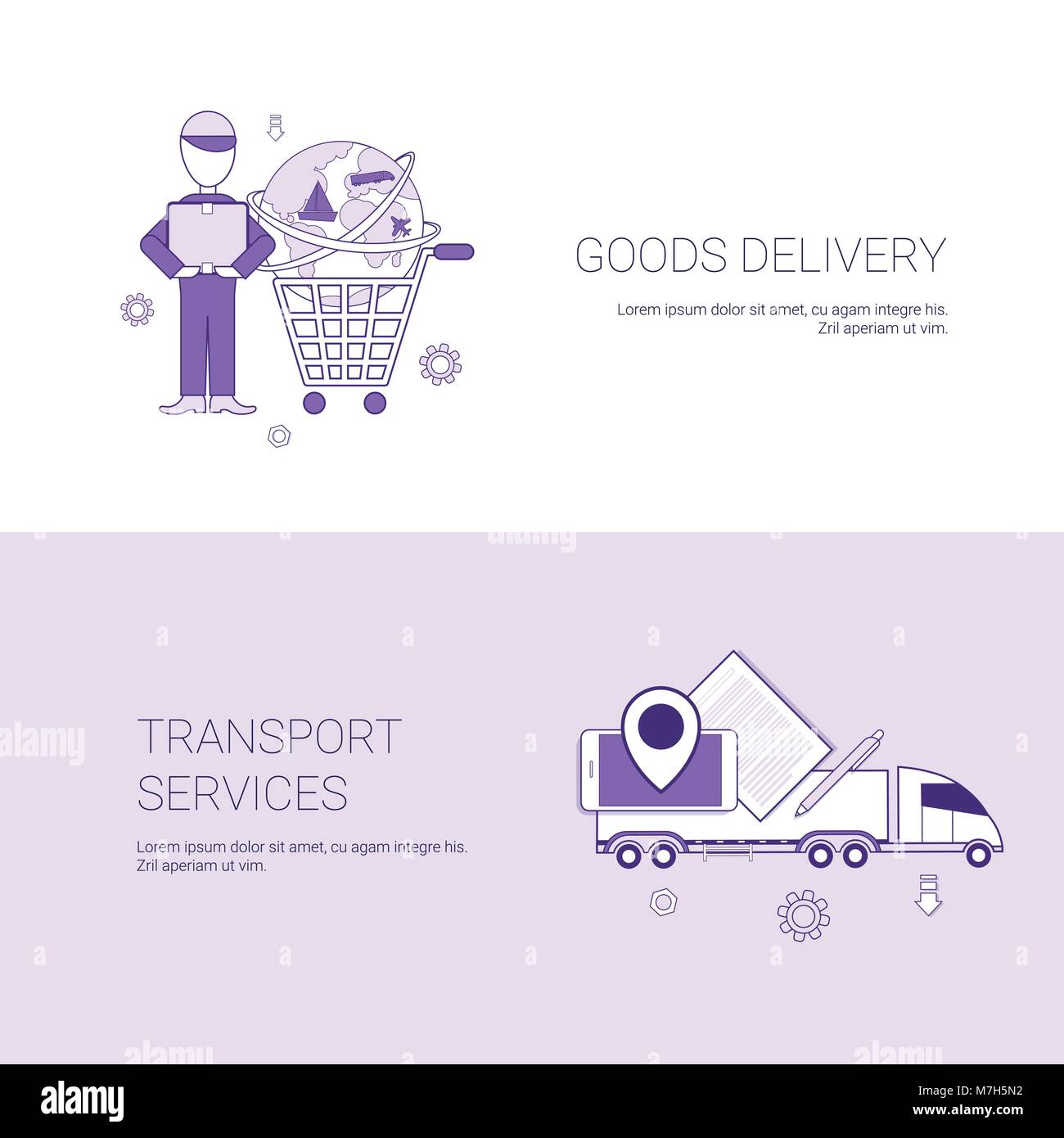 Goods Delivery And Transport Services Template Web Banner With Copy ...