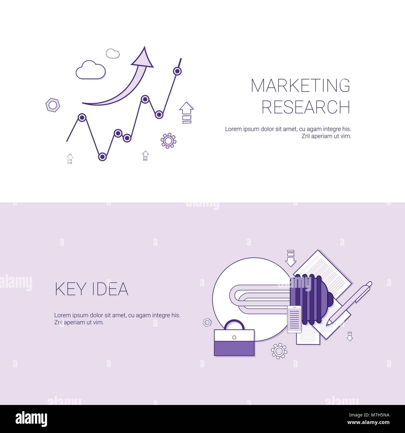 Marketing Research And Key Idea Template Web Banner With Copy Space ...