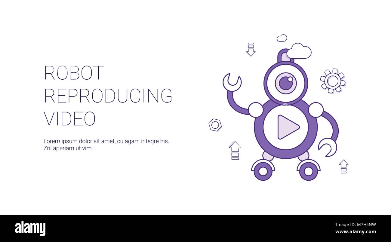 Robot Reproducing Video Player Template Web Banner With Copy Space ...