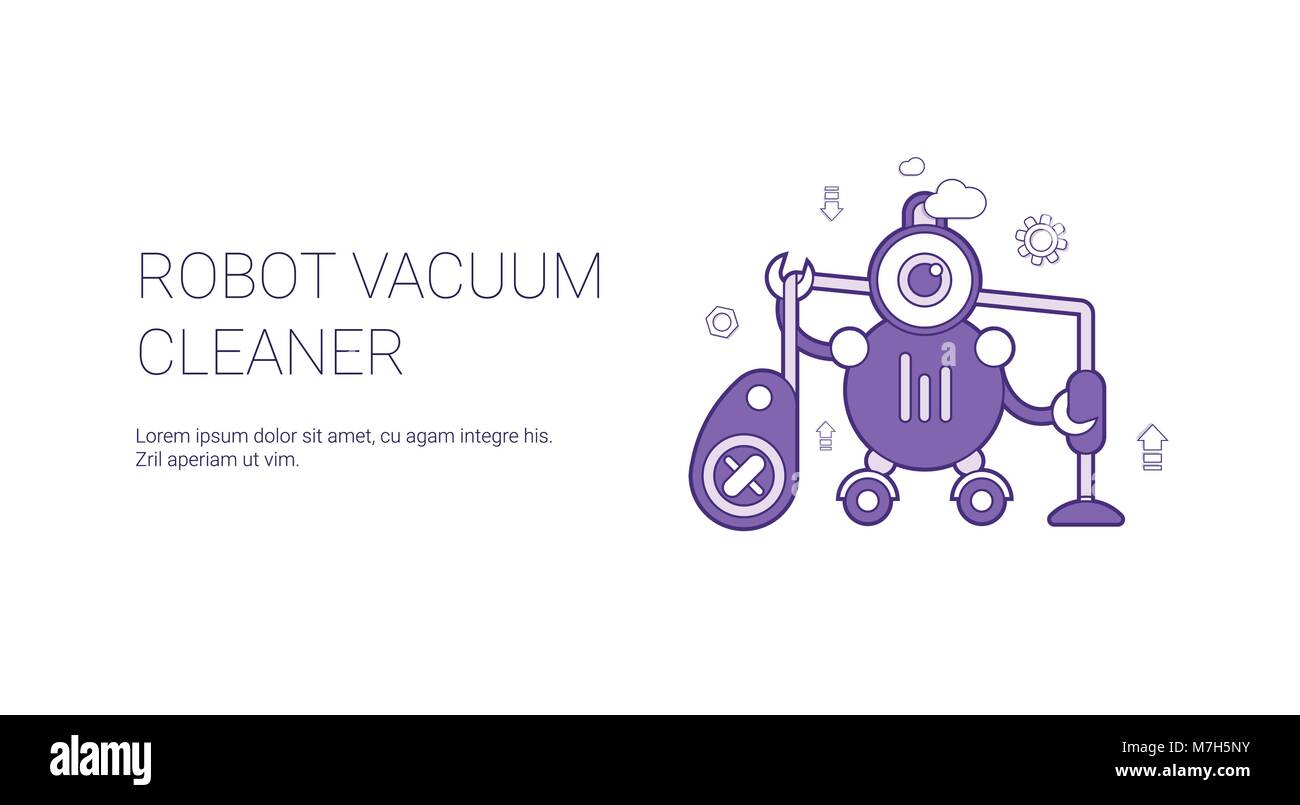 Robot Vacuum Cleaner Template Web Banner With Copy Space Stock Vector ...