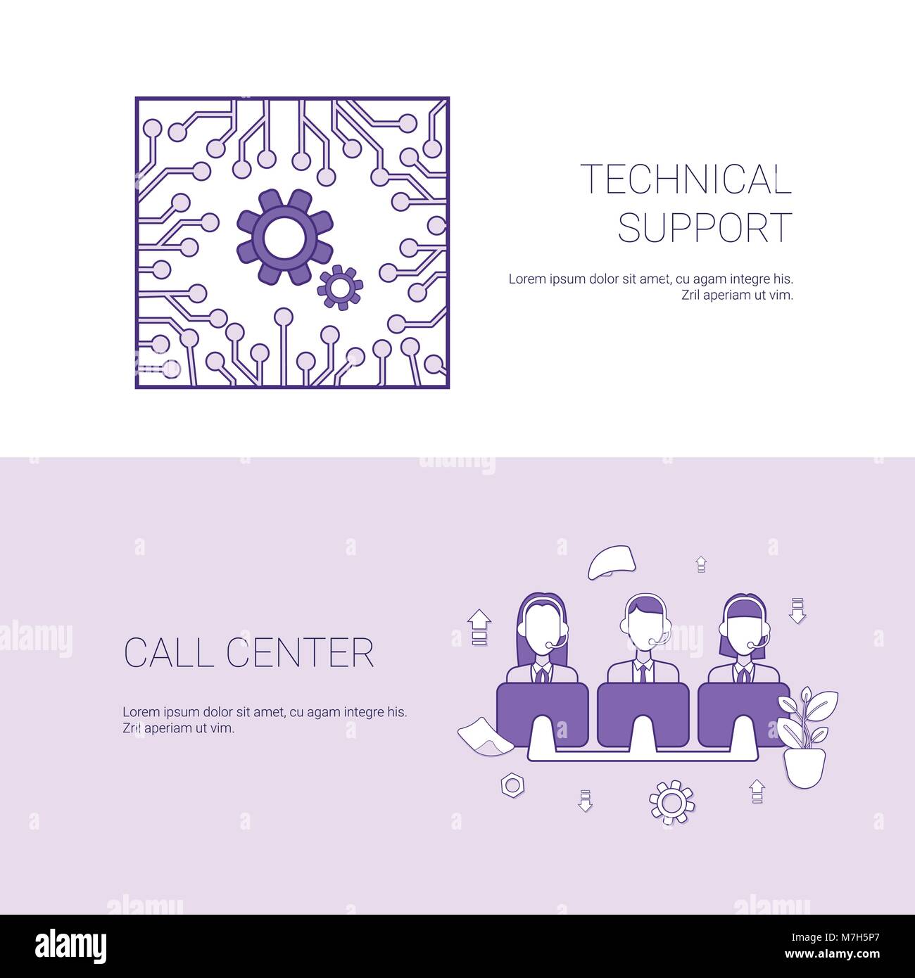 Technical Support And Call Center Service Concept Template Web Banner ...