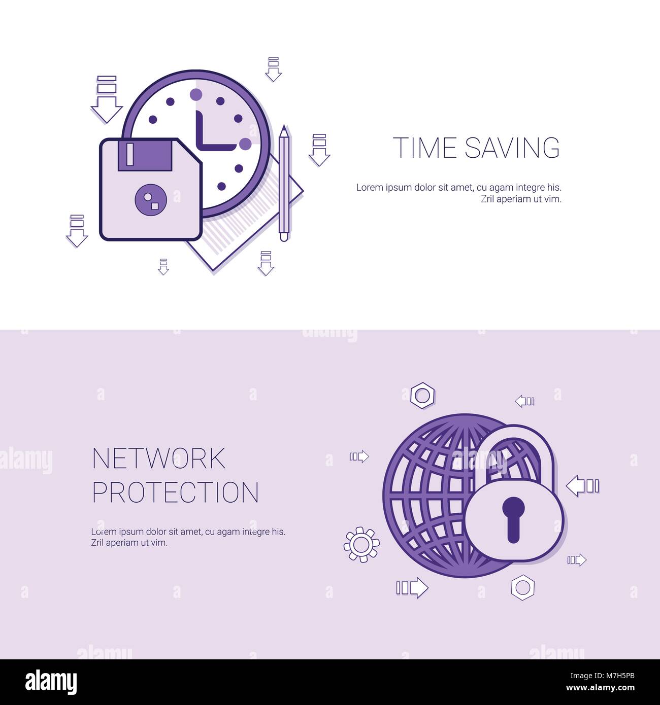 Time Saving And Network Protection Template Web Banner With Copy Space ...