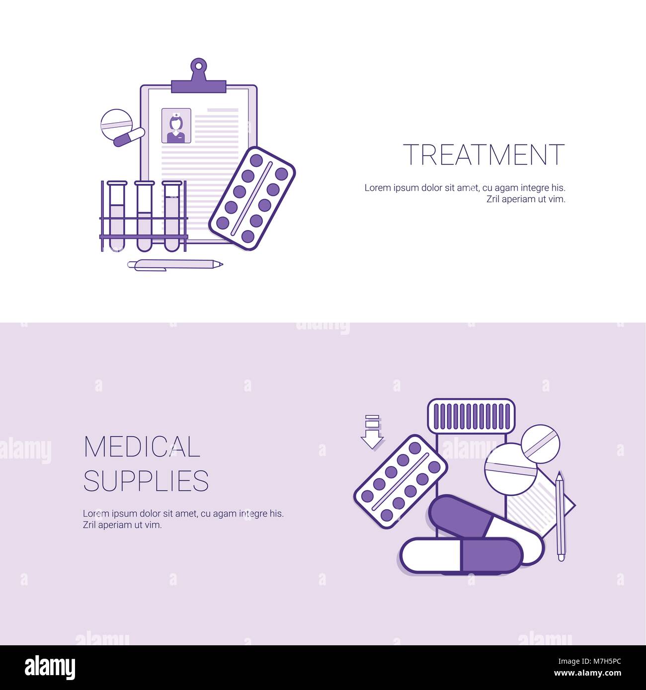 Tratment And Medical Supplies Concept Template Web Banner With Copy ...