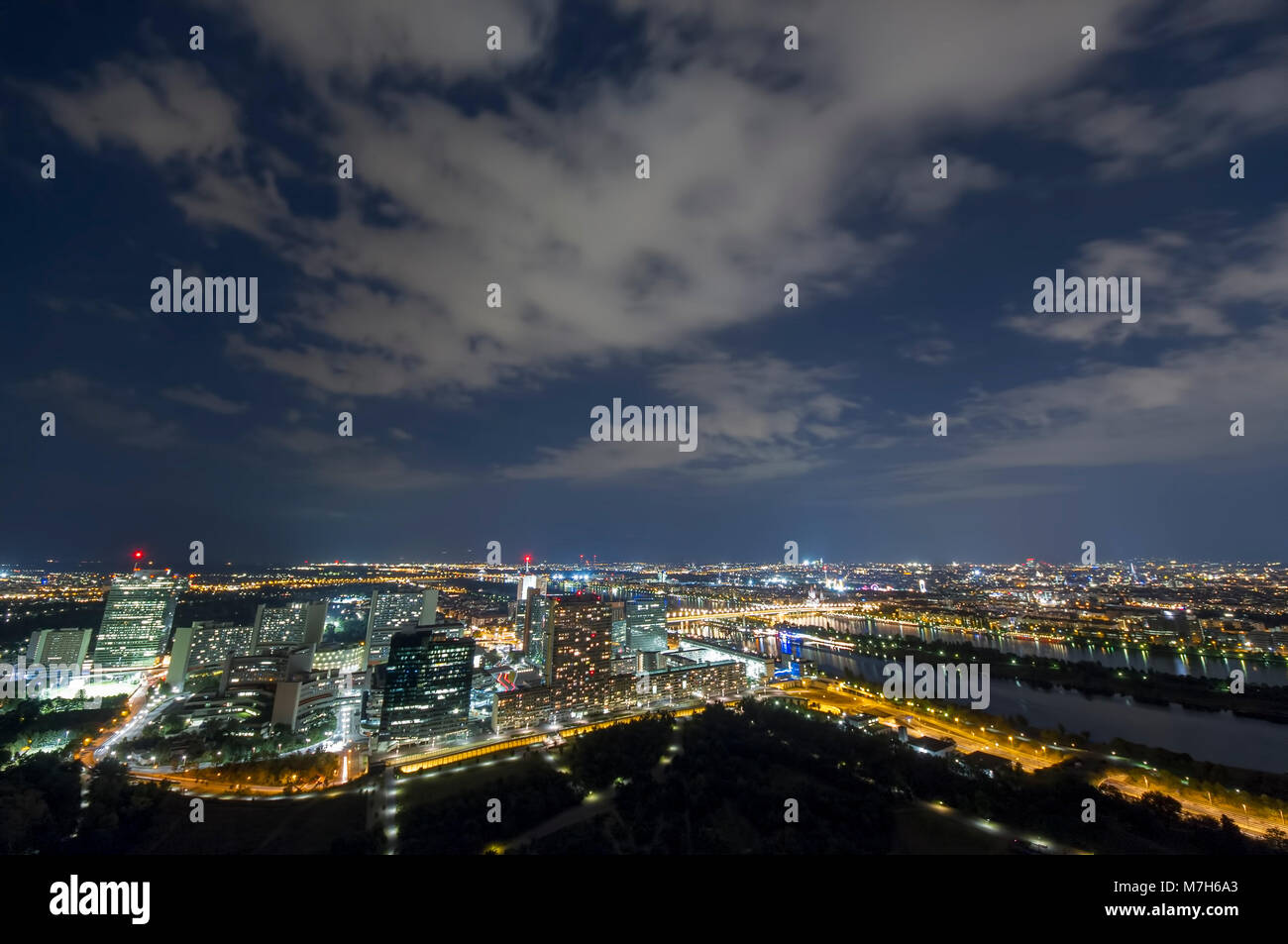 cityscape of Vienna city at night, aerial view. Austria Stock Photo - Alamy