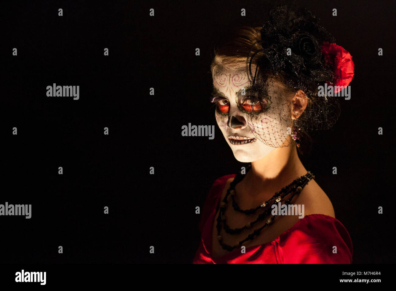 Lady of the Dead, La Calavera Catrina. A beautiful woman dressed up for ...