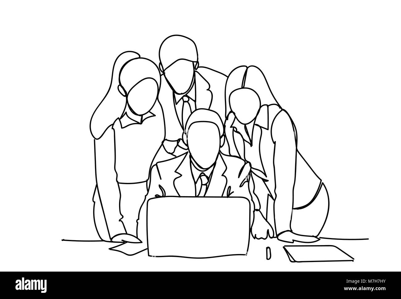 Coworking business illustration people Black and White Stock Photos ...
