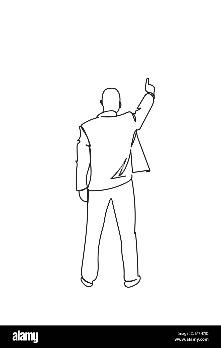 Sketch man pointing Black and White Stock Photos & Images - Alamy
