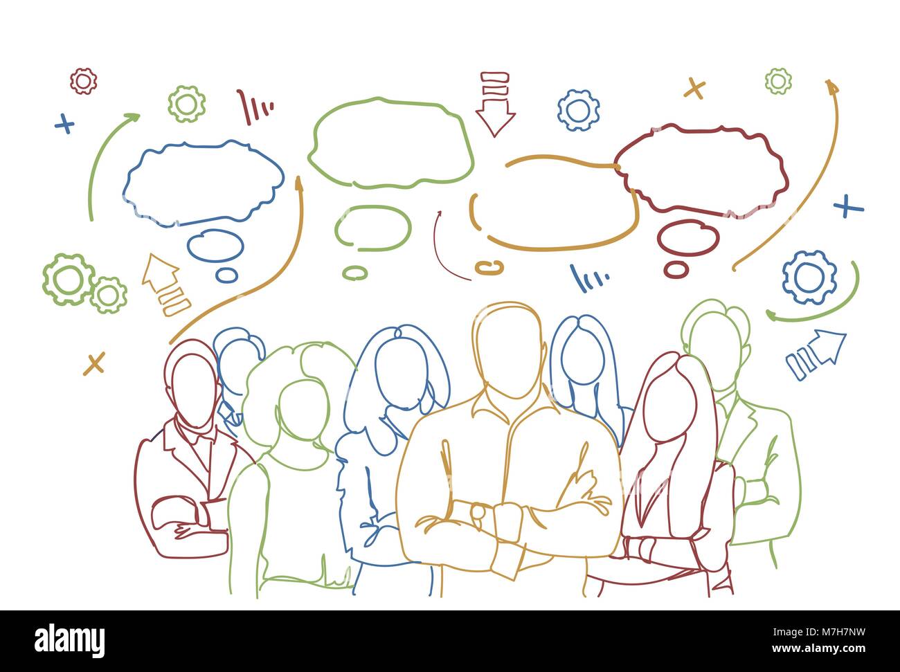 Business people group silhouette doodle hi-res stock photography and ...