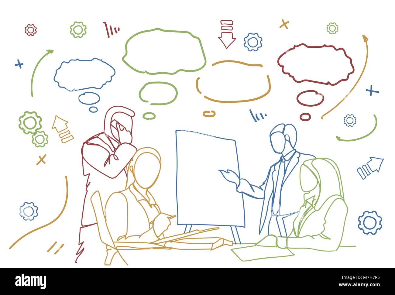 Business people group silhouette doodle hi-res stock photography and ...