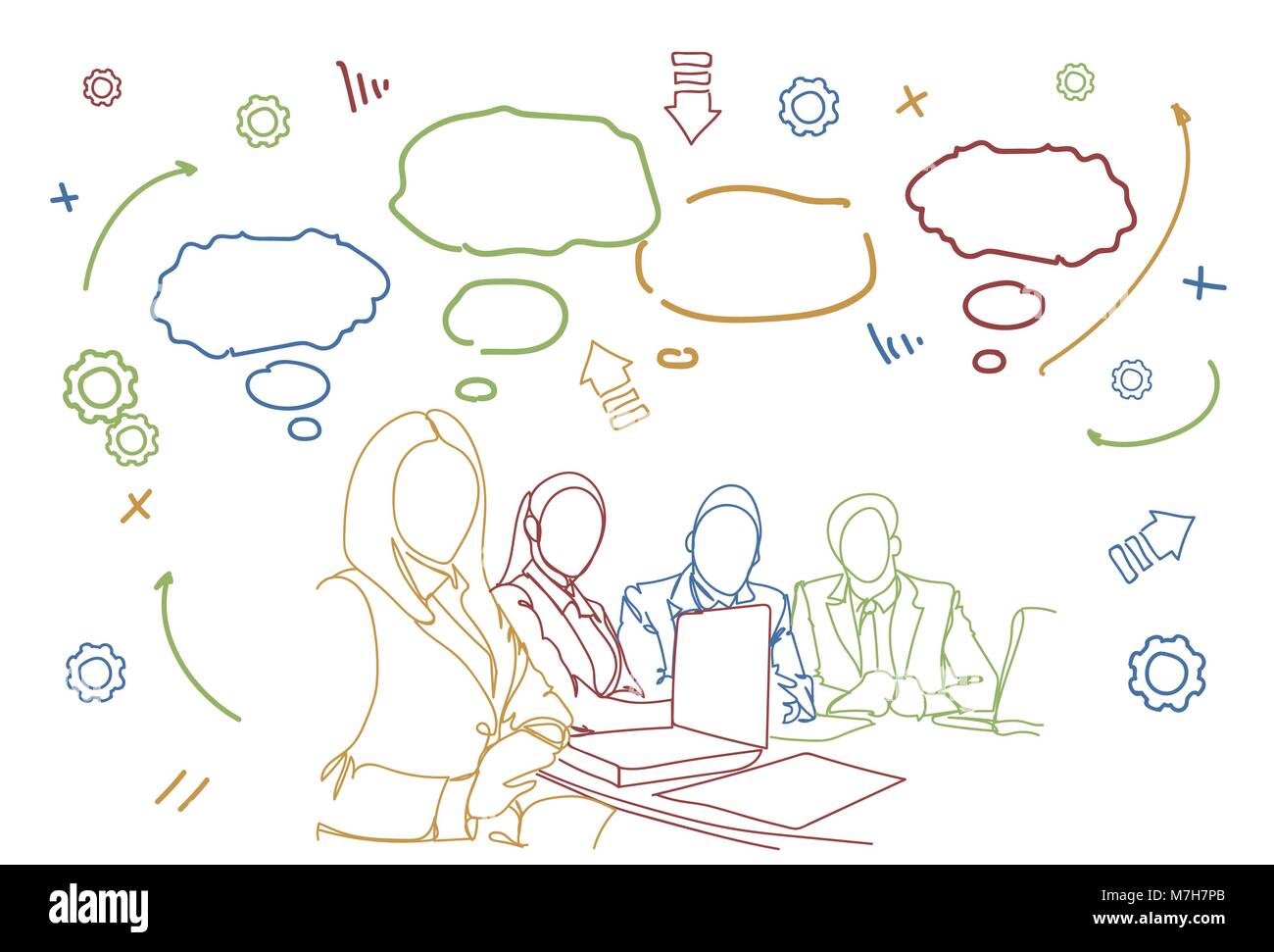 Business people group silhouette doodle hi-res stock photography and ...