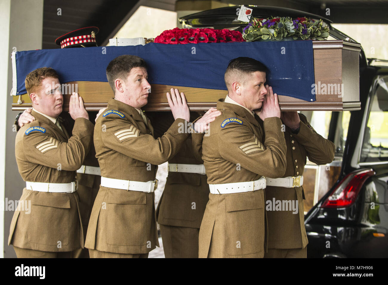 The Scots guards attend the funeral of 97 year old William McLelland a ...