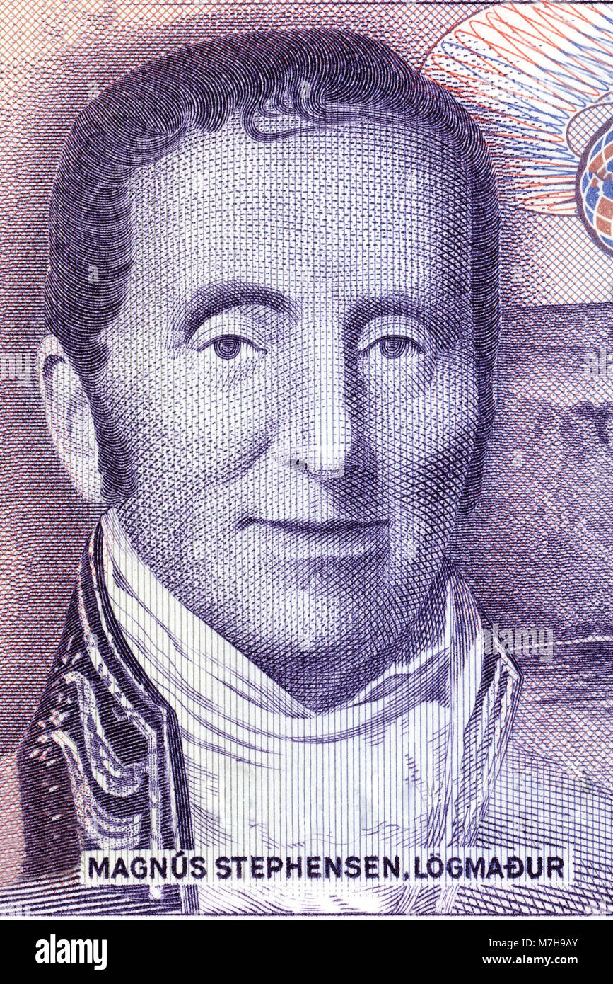 Magnus Stephensen portrait from Icelandic money Stock Photo - Alamy