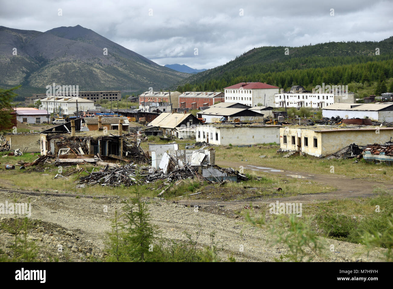 The Kolyma highway runs through the little town of Atka, north of ...