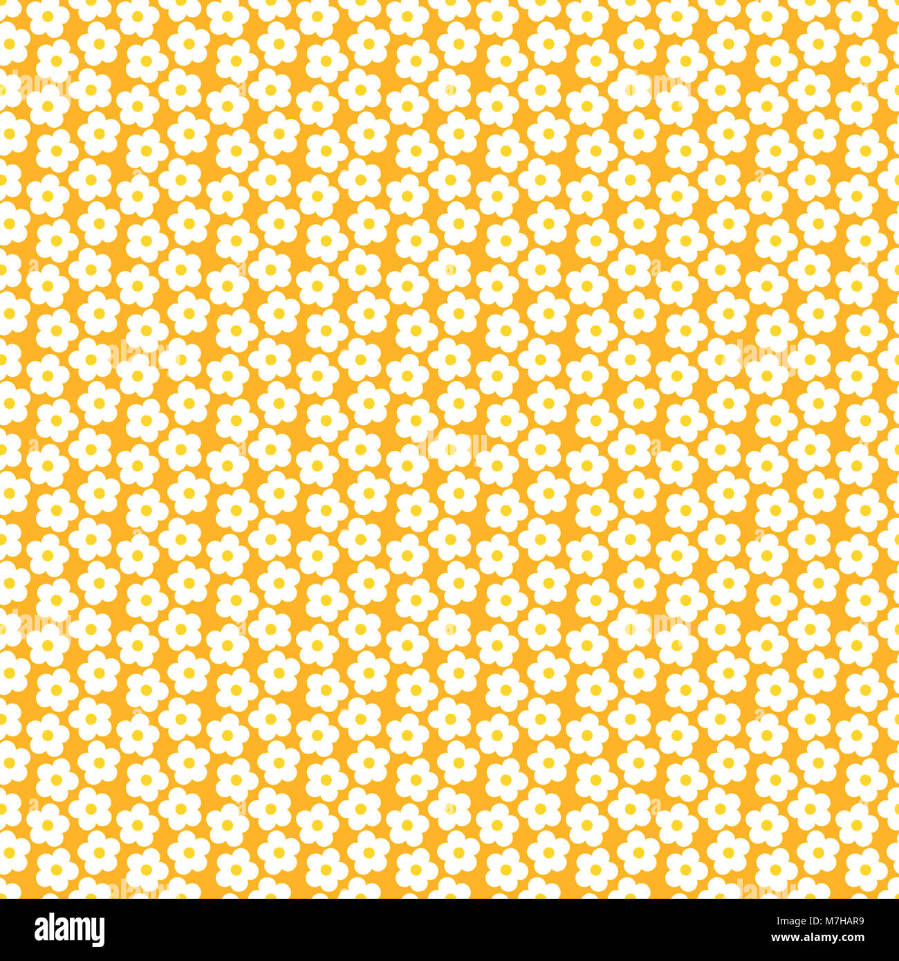 Yellow seamless pattern with small white flowers Stock Photo - Alamy