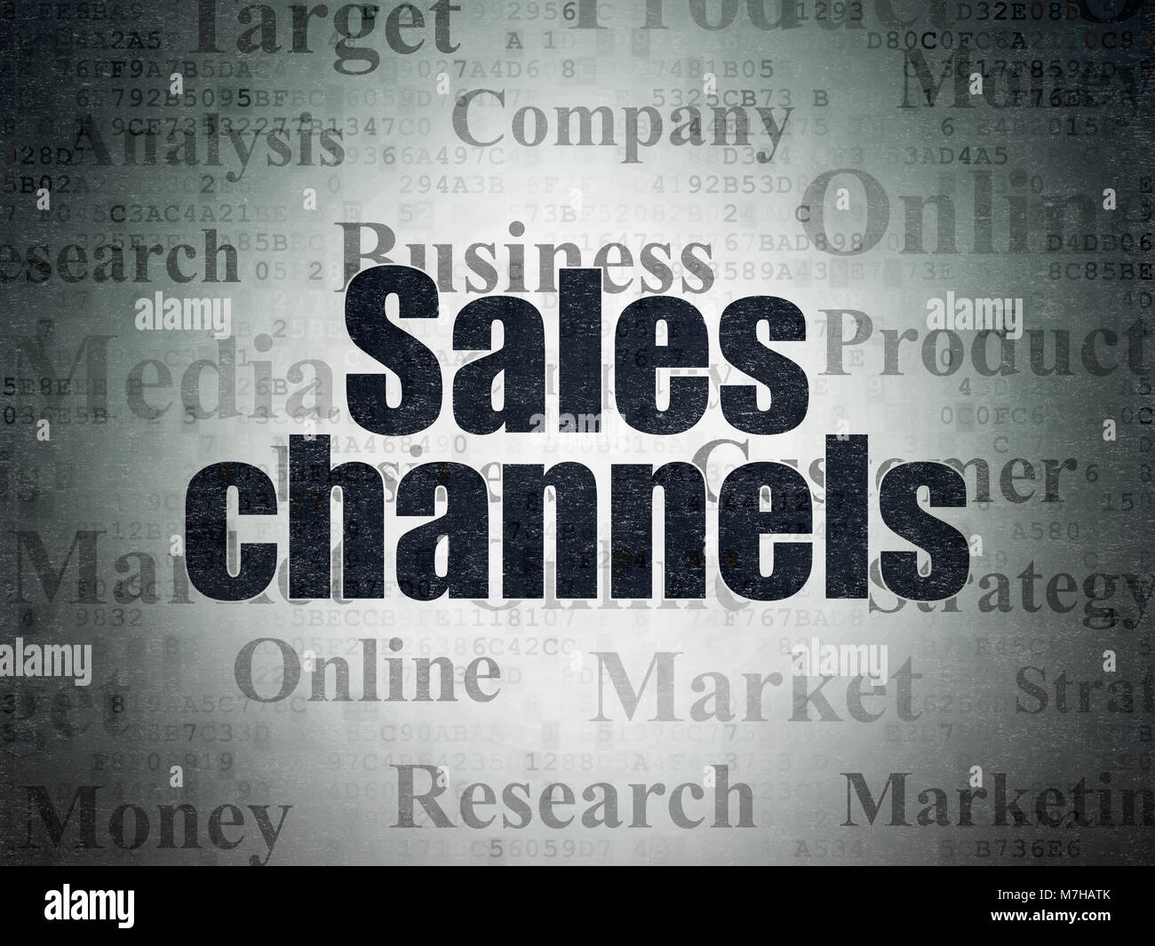 Advertising concept: Sales Channels on Digital Data Paper background ...