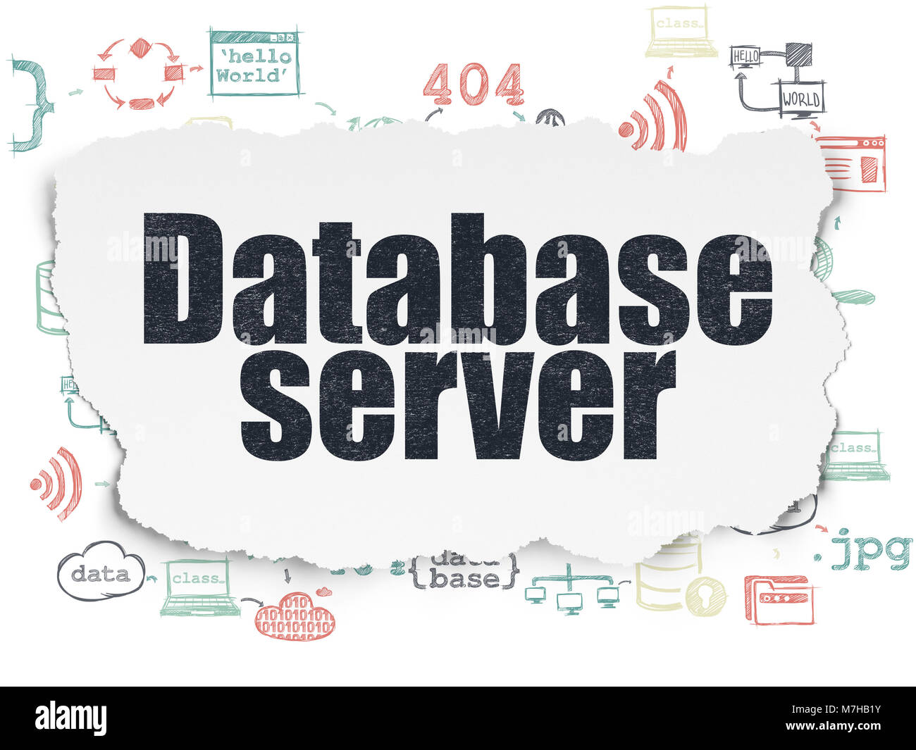 Software concept: Database Server on Torn Paper background Stock Photo - Alamy